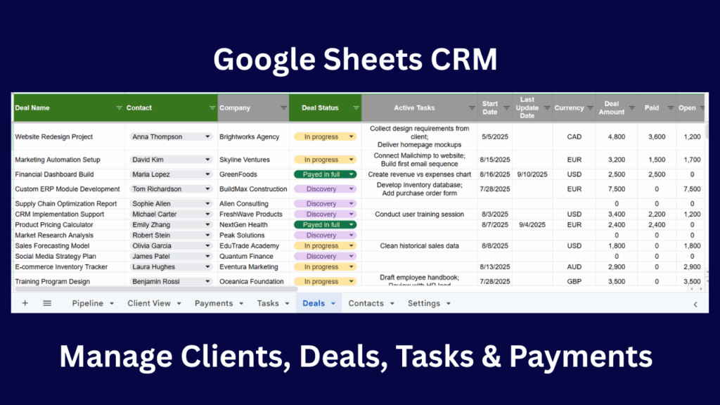 CRM Template for Google Sheets | Manage your business