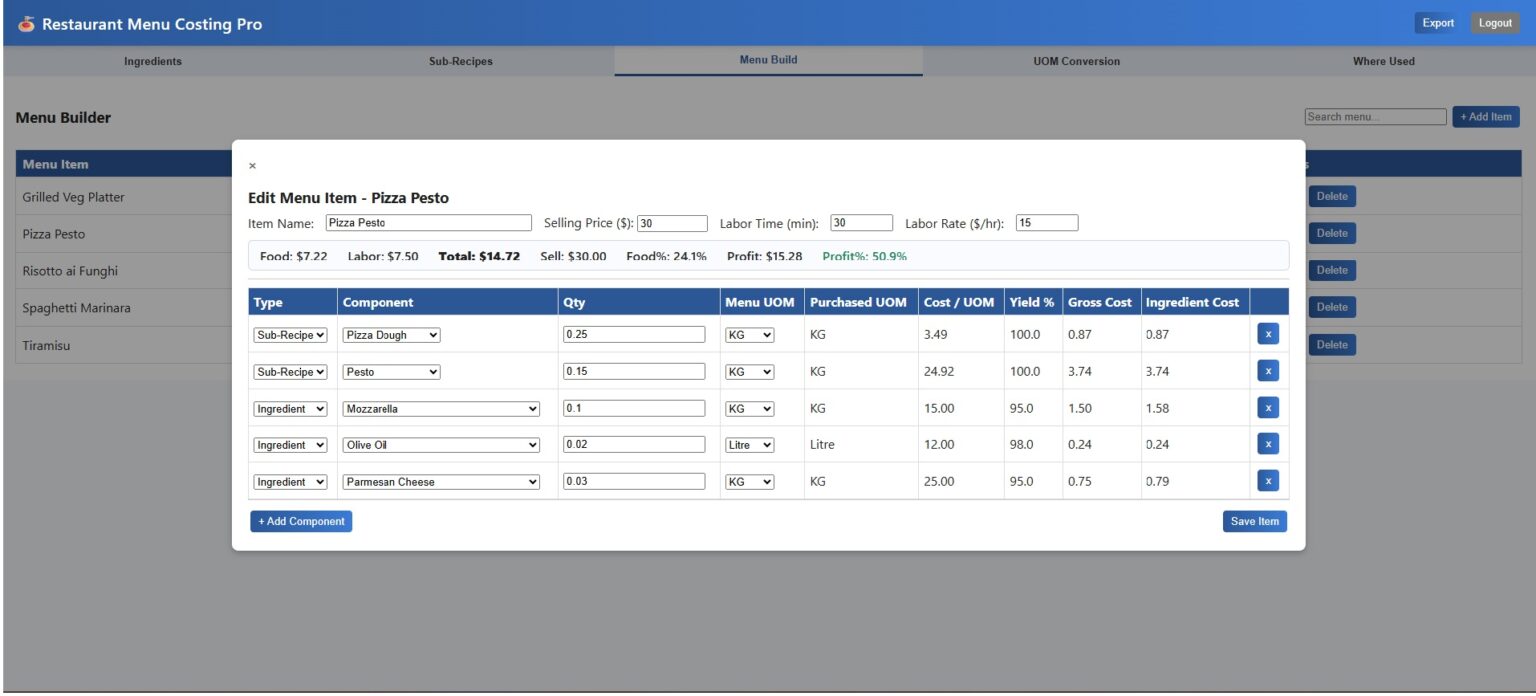 Restaurant Menu Costing Pro – Food Cost & Pricing Calculator